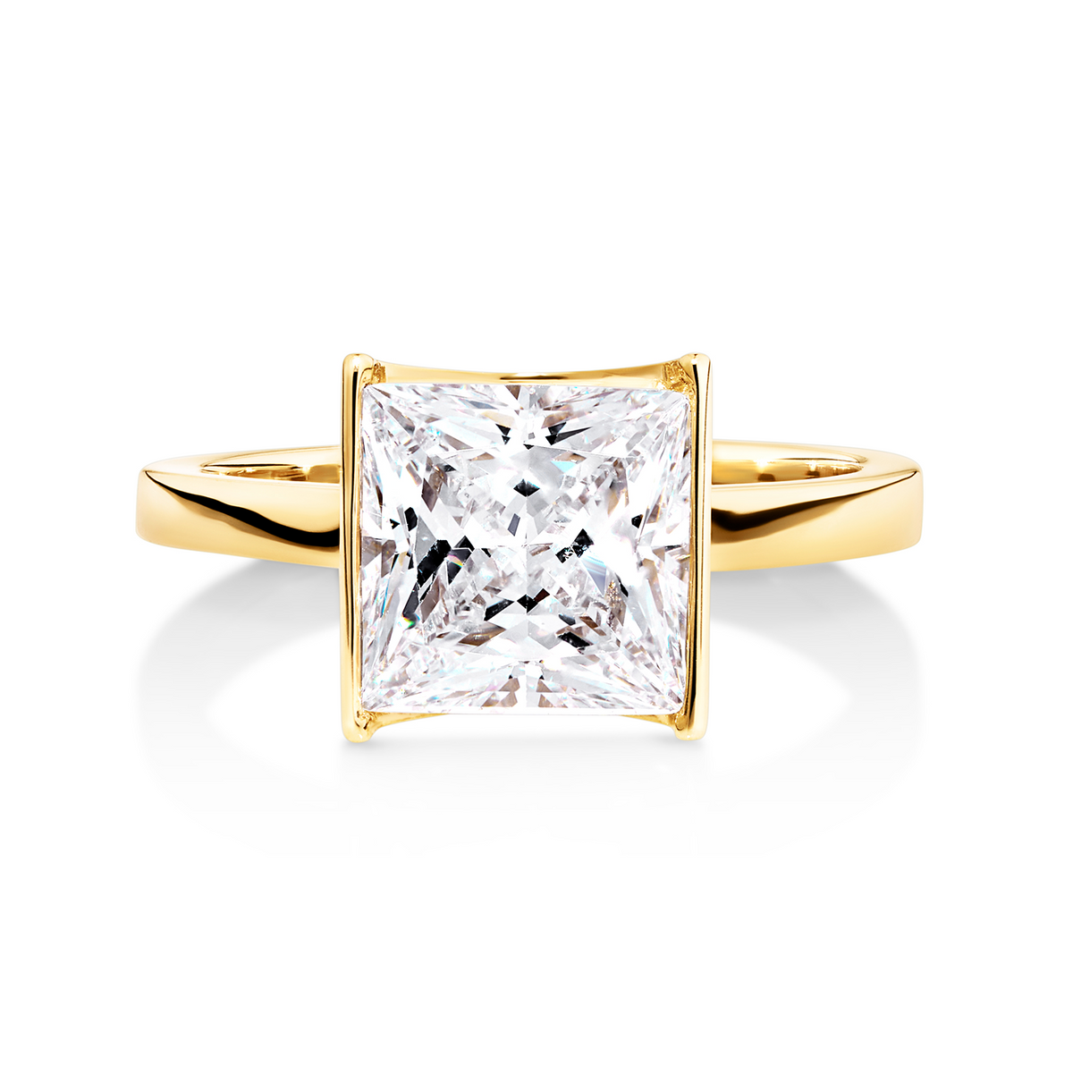 Gigi Asscher Cut Half Bezel Diamond Engagement Ring Sunshine Coast ...